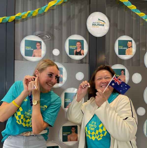Mrs Gina Rinehart with Ex Rio Olympic swimmer Taylor, whose younger ...